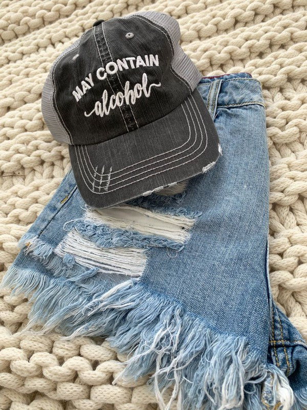 May Contain Alcohol Embroidered Trucker Hat – Hailey Brook Designs