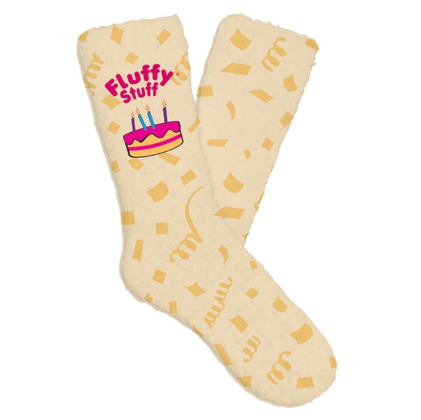 Womens Fuzzy Crew Socks - Fluffy Birthday – Hailey Brook Designs