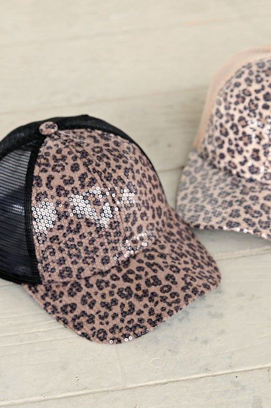 CC Sequin Leopard Baseball Cap – Hailey Brook Designs