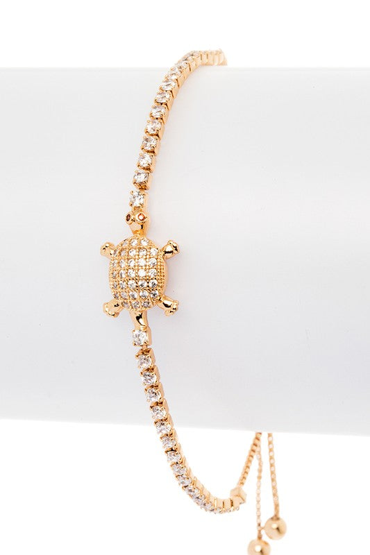 Petite Turtle CZ Pave String Bracelet – Hailey Brook Designs
