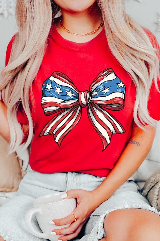 Coquette American Flag Bow Graphic T Shirts – Hailey Brook Designs