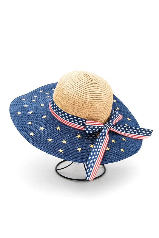 American Flag Printed Straw Floppy Hat – Hailey Brook Designs