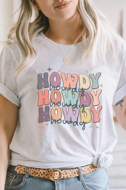 Howdy Repeat Pastel Stars Country Graphic Tee – Hailey Brook Designs